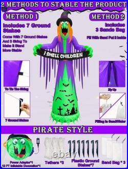 12 FT Giant Halloween Inflatables Witch Outdoor Decorations with LED ...