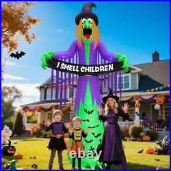 12 FT Giant Halloween Inflatables Witch Outdoor Decorations with LED ...