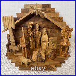 12 Pcs Nativity Set Hand Carved Olive Wood Made in Holy Land Jerusalem ...