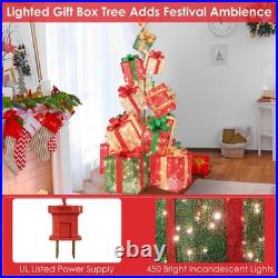 15 Stacked Pre-Lit Gift Box Tower 67 Lighted Present Decoration with ...