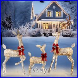 3Piece Prelit Christmas Reindeer Family Outdoor Yard Decoration Lighted ...
