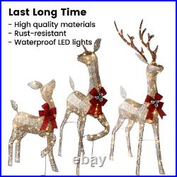 3Piece Prelit Christmas Reindeer Family Outdoor Yard Decoration Lighted ...