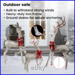 3Piece Prelit Christmas Reindeer Family Outdoor Yard Decoration Lighted ...