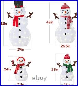 4Ft 4-Piece 2D Lighted Christmas Snowman Family Set, Large Outdoor Yard ...