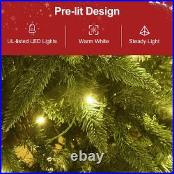4-8ft Pre-Lit Artificial Christmas Tree Slim Pencil Realistic Xmas Tree For Home – Christmas ...