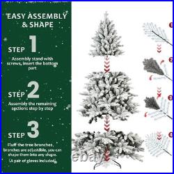 5/6/7 Ft Snow-Flocked Realistic PE/PVC Artificial Christmas Tree ...