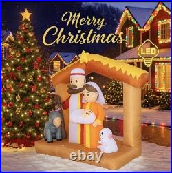 5.91FT Inflatable Toy Jesus Donkey Lamb Nativity With LED Lights Xmas ...