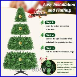 6.5FT/7.5FT/9FT Artificial Christmas Tree with Lights, Rotating Green ...