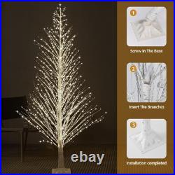 7FT Lighted Birch Tree LED Warm White Lights with Twinkle Lights ...