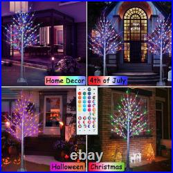 7 Ft RGB Lighted Birch Tree, 35 Colors Light up Tree with Remote, 150 ...