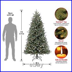 7 ft. Pre-Lit Snowy Olallie Pine Tree with LED Lights, Plug-In ...