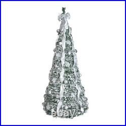 7ft Prelit Flocked Artificial Pop Up Christmas Tree Pull Up Tree ...