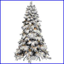 7ft Prelit Snow Flocked Artificial Full Christmas Tree with 360 Warm White Light – Christmas ...