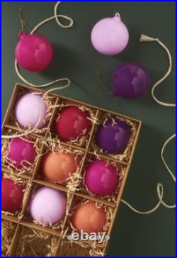 Anthropologie Set 12 Opaque 3 Glass Bauble Ball Ornaments Warm ...