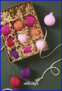 Anthropologie Set 12 Opaque 3 Glass Bauble Ball Ornaments Warm ...