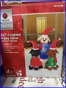 Christmas Home Accents 4 ft 7 in Plush Lab Puppy Scene Airblown ...