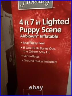 Christmas Home Accents 4 ft 7 in Plush Lab Puppy Scene Airblown ...