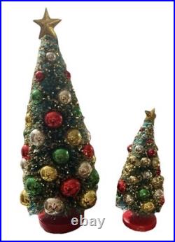 Christopher Radko Christmas Trees Bottle Brush Flocked Tree 12 And 9 ...