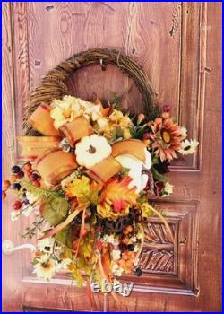 Fall Cornucopia Grapevine Wreath, 23Front Door Wreath, Fall Decor ...
