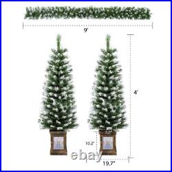 Festive Artificial Christmas Set Pre-Lit Wreath & Entrance Trees with ...