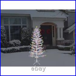 GE 7-ft White Winterberry Pre-lit LED Artificial Christmas Tree NEW ...