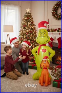 Gemmy 6 ft. LED Santa Grinch with Max Sitting Inflatable – Christmas ...