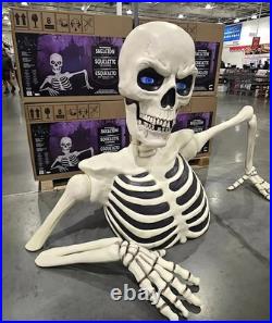 Giant Ground Breaking Skeleton with LCD Eyes and Sound Halloween Decor ...