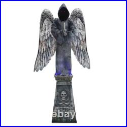 HALLOWEEN PROP 8′ ANIMATRONIC CEMETARY ANGEL on PEDESTAL LED w SOUND ...