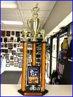 HALLOWEEN TROPHY 35 TALL SUPER COOL AWARD With WITCH FIGURE AND FUN ...