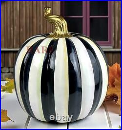 Mackenzie-Childs Courtly Stripe Glossy Large 15 T Pumpkin Halloween New ...