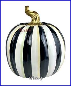 Mackenzie-Childs Courtly Stripe Glossy Large 15 T Pumpkin Halloween New ...
