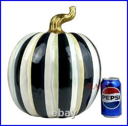 Mackenzie-Childs Courtly Stripe Glossy Large 15 T Pumpkin Halloween New ...