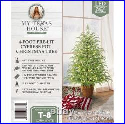 My Texas House 4FT Pre-Lit Cypress Pot Artificial Christmas Tree 4 Foot NEW – Christmas Decor World