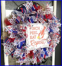 Pinch Peel Seafood Boil Summer Front Door Wreath Crawfish Lobster ...