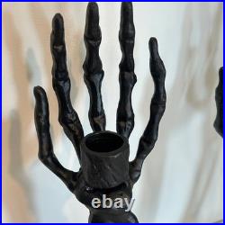 Pottery Barn Halloween Black Skeleton Hand Metal Candle Holders ...