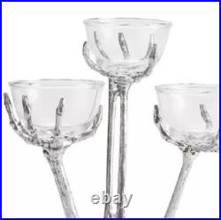 Pottery Barn METAL Silver Skeleton Hand Triple Condiment Candy Server ...