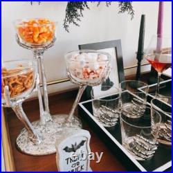 Pottery Barn METAL Silver Skeleton Hand Triple Condiment Candy Server ...