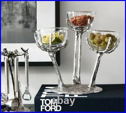 Pottery Barn METAL Silver Skeleton Hand Triple Condiment Candy Server ...