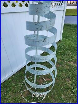Rare Vintage White Glitter Metal Spiral Christmas Tree With Star Topper ...