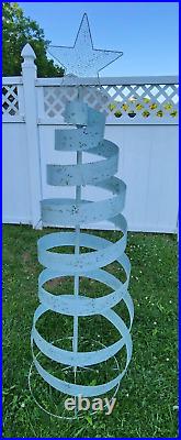 Rare Vintage White Glitter Metal Spiral Christmas Tree With Star Topper ...