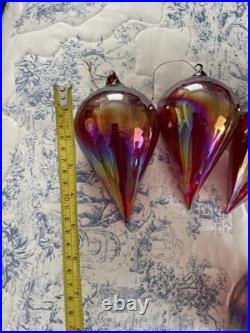 Set of 7 Iridescent Ruby Red Blown Glass Christmas Ornaments LOT ...