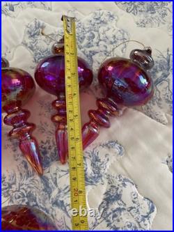 Set of 7 Iridescent Ruby Red Blown Glass Christmas Ornaments LOT ...