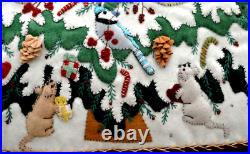 Woodland Christmas tree song birds BIG pillow handmade wool felt New ...