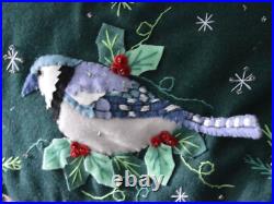 Woodland Christmas tree song birds BIG pillow handmade wool felt New ...